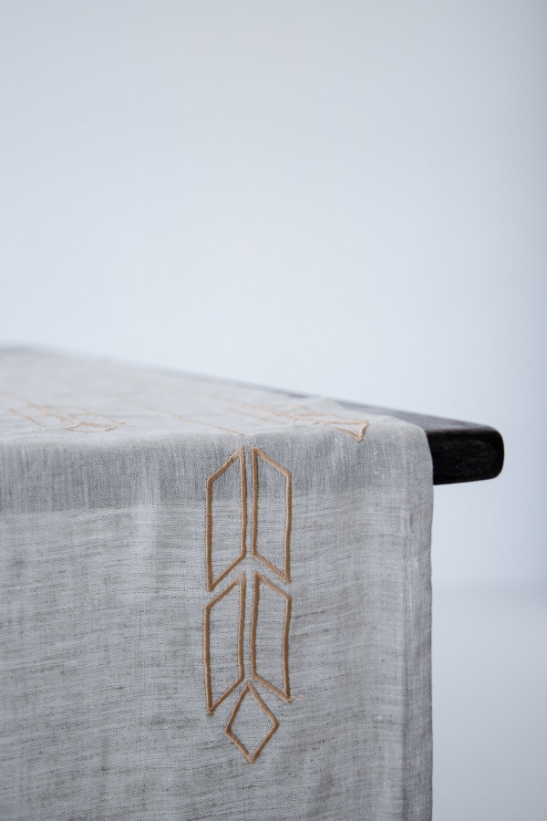 Tischläufer WEIZENÄHREN, bestickt | Limette Design